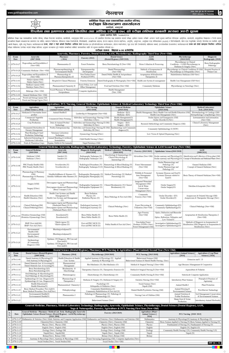 ctevt diploma exam routine 2078 ~ Hamrogyan